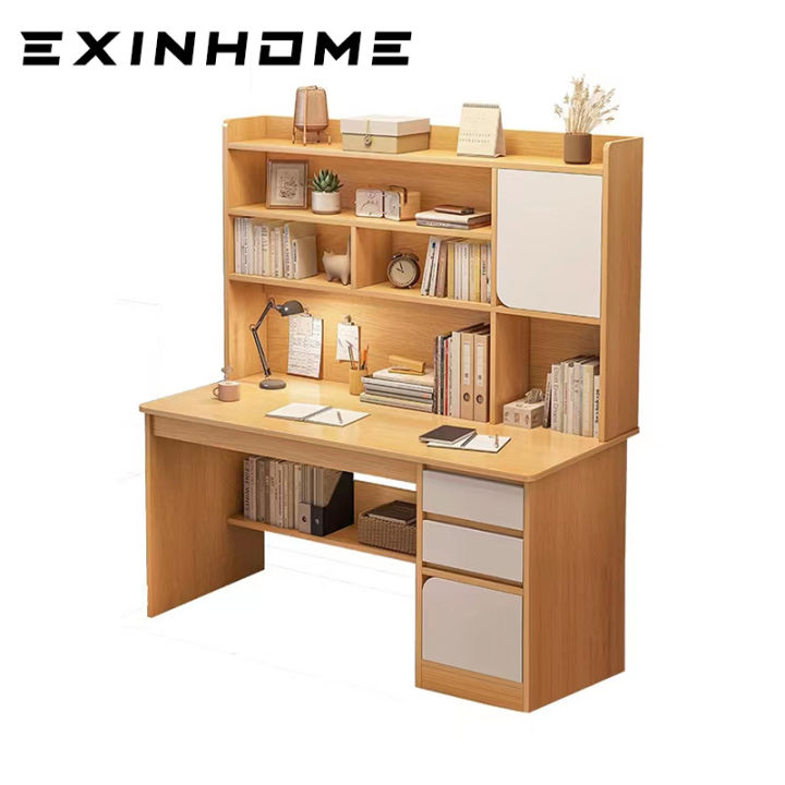 Living Furniture desk-bookshelf integrated table, home desktop computer ...