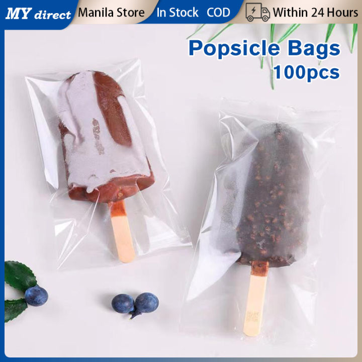 100 Pieces Popsicle Bags Disposable Ice Cream Bags Self-adhesive Clear ...