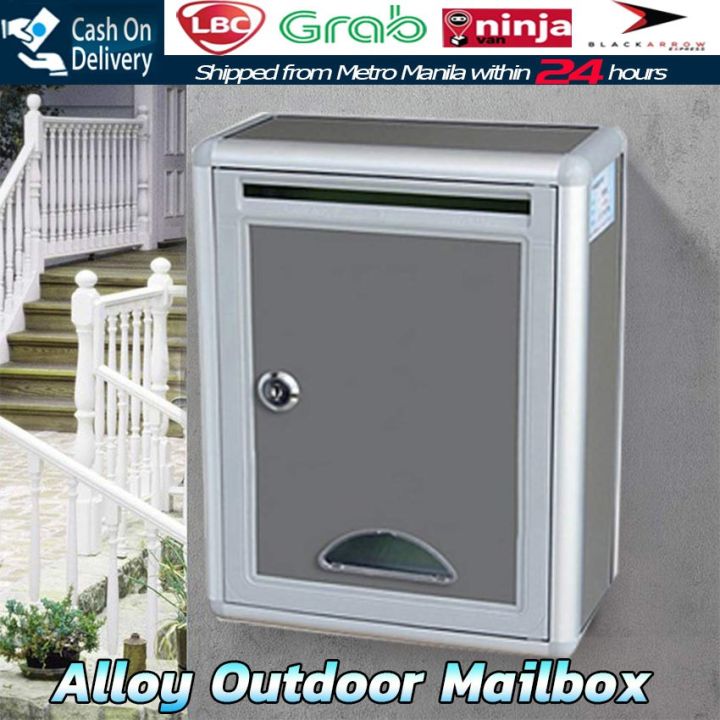 Metal Mailbox Outdoor Security Locking Mailbox Letter Box Mail Letter ...