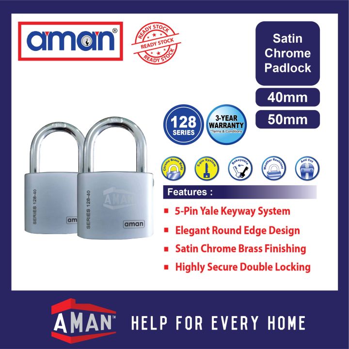 AMAN 40mm 50mm A128 Weather Resistant Anti Cut Satin Chrome Plated High ...