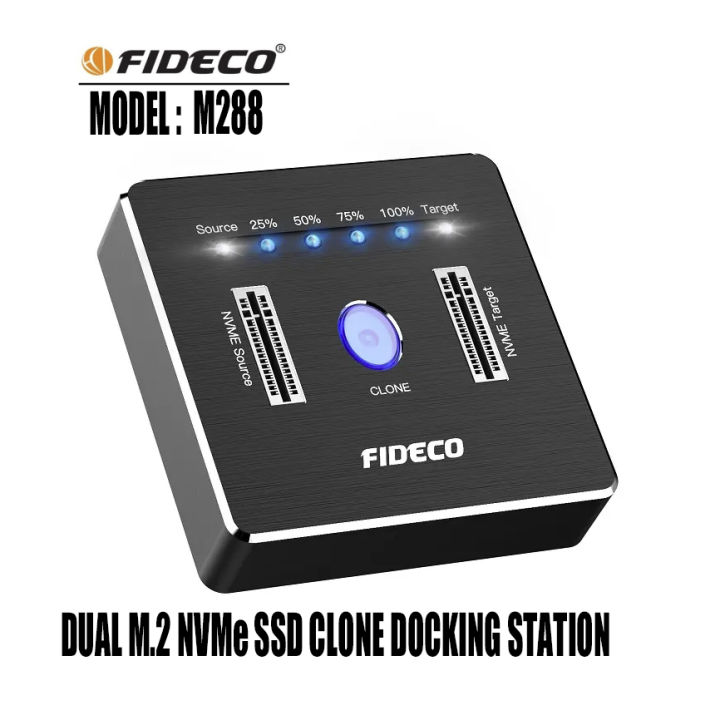 FIDECO DUAL M.2 NVMe SSD CLONE DOCKING STATION M288 | Lazada