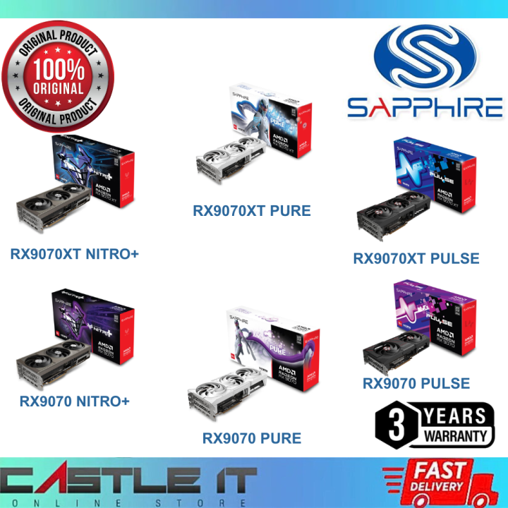 100% Genuine Sapphire RX9070XT RX9070 NITRO+ / PURE / PULSE GAMING OC 16GB GDDR6 AMD ATI Radeon ...