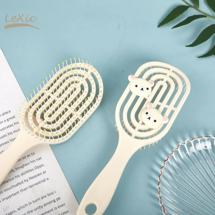 LeXic แปรงหวีผมนุ่มฟูป้องกันผมร่วงแปรงหวีผมกลวงสำหรับผมทุกประเภทยาวหนา ...