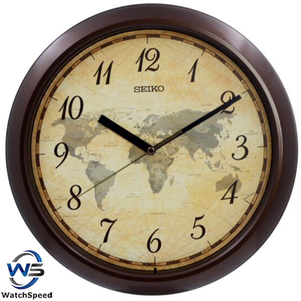 SEIKO QHA006ZL WORLD MAP DESIGN ANALOG WALL CLOCK QHA006Z QHA006 ...