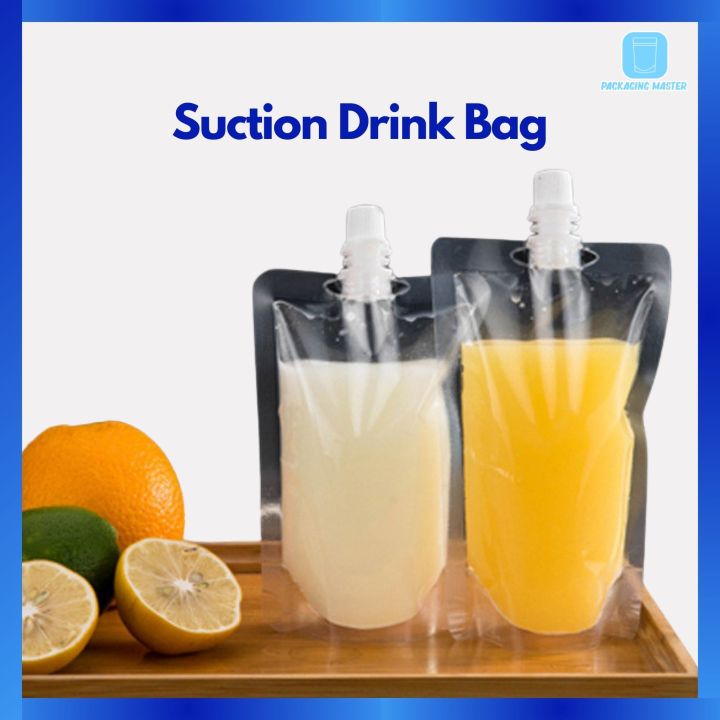50pcs 0.86cm/1.5cm Diameter Hole Transparent Suction Drink Bag / Juice ...