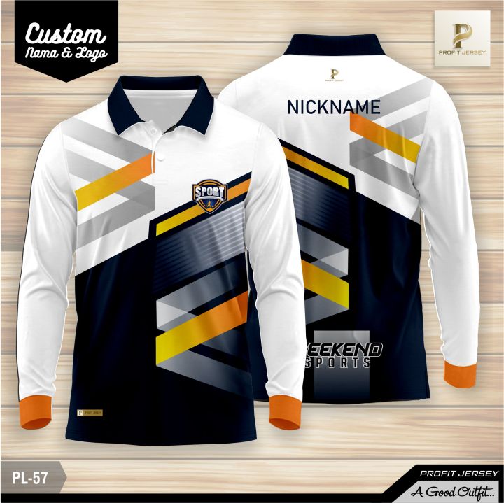 Kaos Kerah Lengan Panjang / Baju Kerah Polo Shirt Premium Gratis Custom Nama & Logo, Digital ...