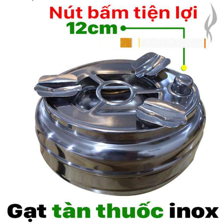 Gạt Tàn Inox Có Nút Bấm Đóng Mở Ngăn Đựng Tiện Dụng | Lazada.vn