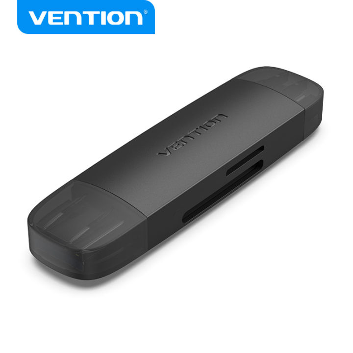 Vention 2-in-1 USB 3.0 A+C Card Reader(SD+TF) Black Dual Drive Letter ...