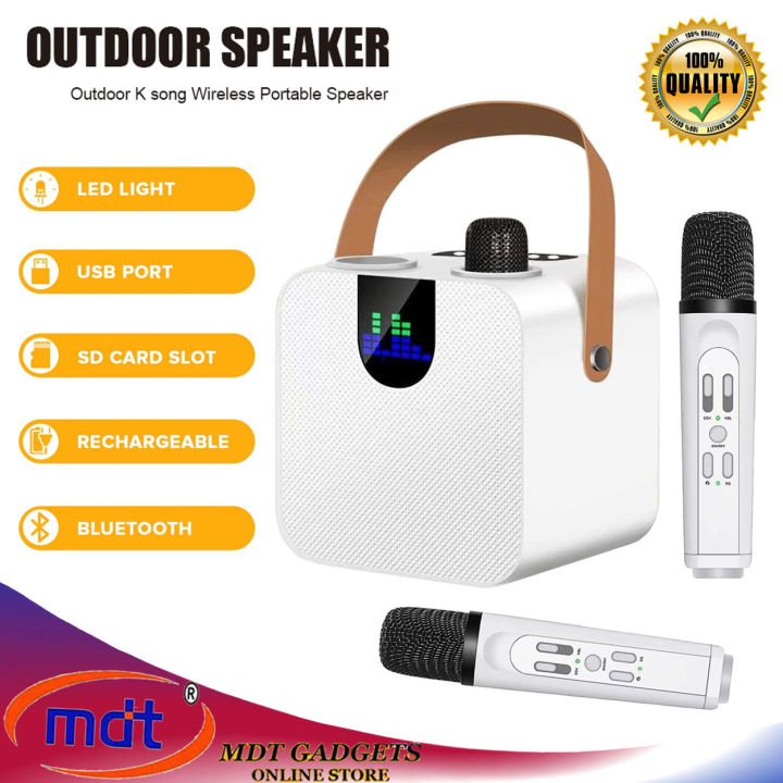 Portable Outdoor Karaoke with 2 Wireless Mircrophone Rechargeable KTV ...
