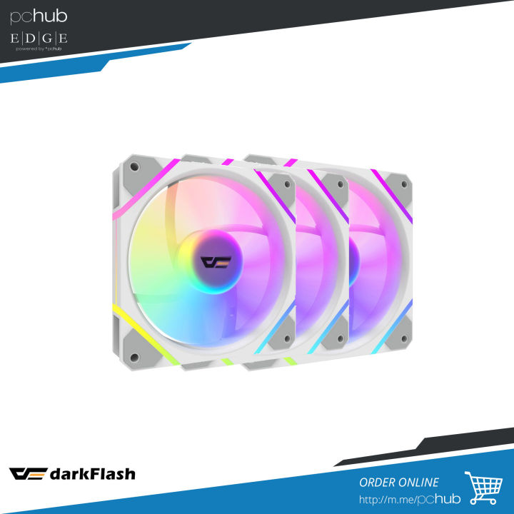 PChub | darkFlash DM12F aRGB white, 3 pack, with controller, 120mm, aux ...