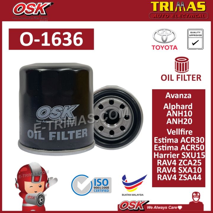 OSK Oil Filter Toyota Avanza Alphard ANH10 ANH20 Vellfire Estima ACR30 ...