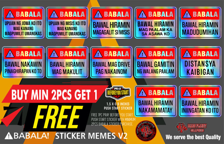 BABALA STICKER MEME V2 BAWAL HIRAMIN for Motorcycle Bike Reflective ...