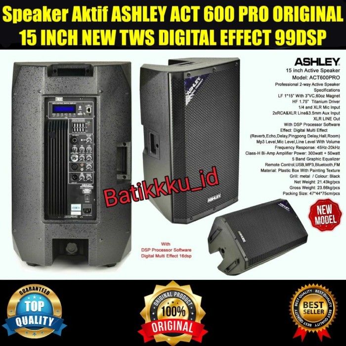 Speaker Aktif ASHLEY ACT 600 PRO ACT600 PRO ORIGINAL 15 INCH NEW DSP | Lazada Indonesia