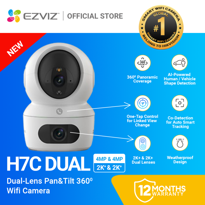 EZVIZ H7c Dual 2K⁺ & 2K⁺ Dual-Lens Wifi Camera Wireless 360°Pan/Tilt Indoor IP Cam Two Way ...