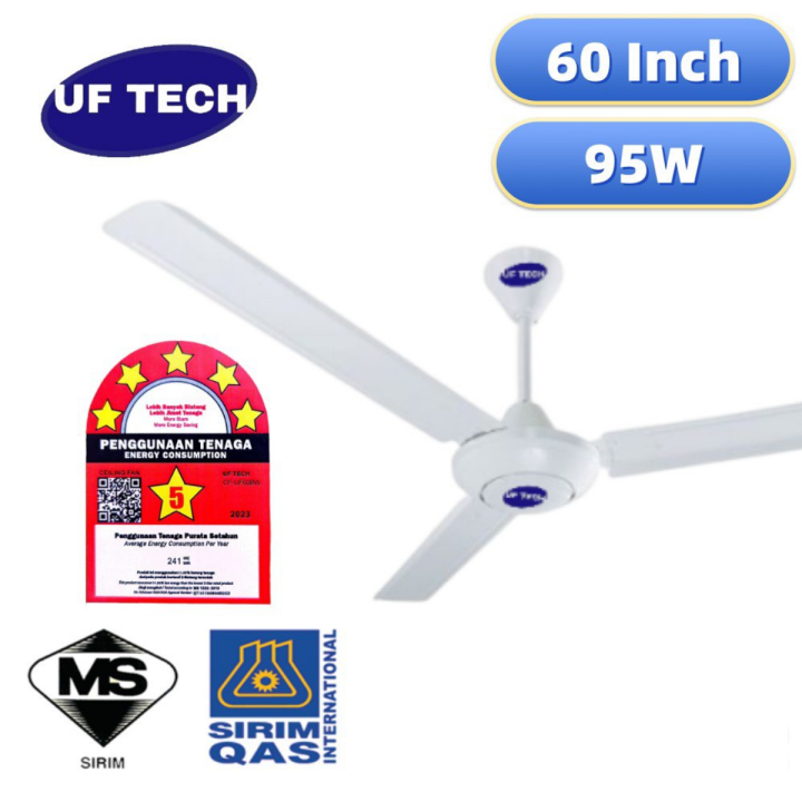 UF Tech 60" 3 Blades 5 Speed Ceiling Fan CF-UF60BW Kipas Siling Murah ...