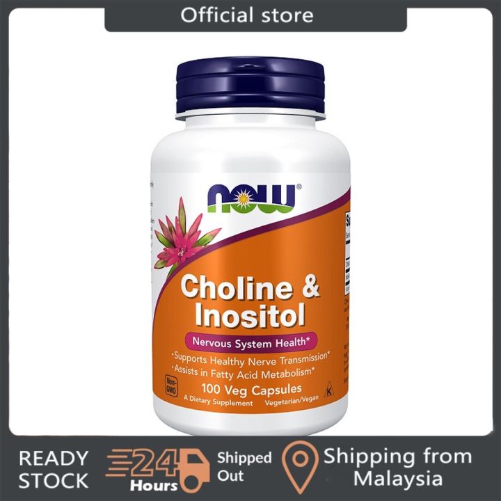 NOW Supplements Choline & Inositol 500 mg Healthy Nerve Transmission ...