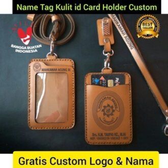 ID Card Holder Kulit, Name Tag Kulit Asli Sapi, Lanyard ID Card Kulit ...