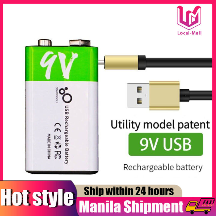 24 hours delivery】650mAh lithium Rechargeable battery USB charging 9 v ...