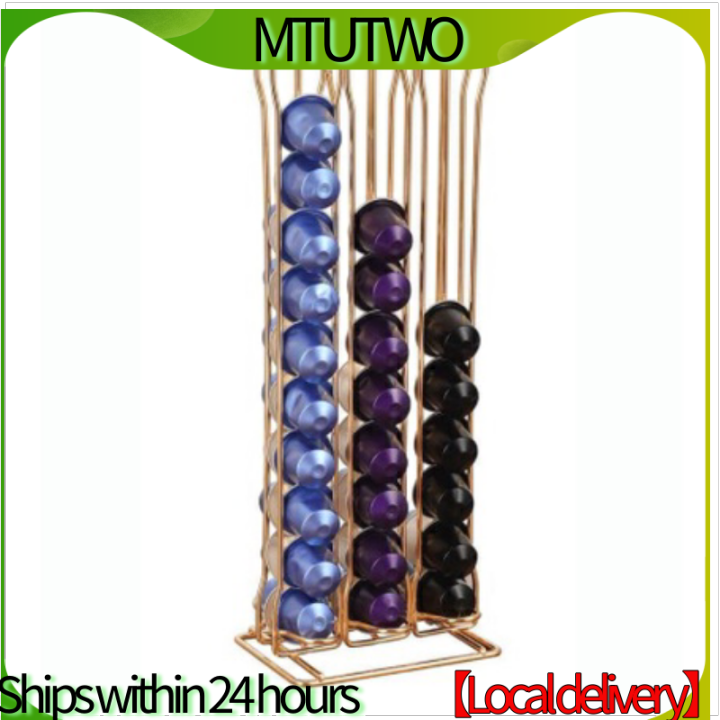 60 Black Nespresso Coffee Capsule Pods Holder Organizer Rack Tower ...