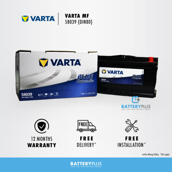 DIN80L | DIN80 | 58039 Varta Blue Dynamic MF Car Battery Bateri Kereta ...