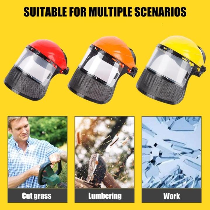 Safety Helmets With Full Face Mesh Protective Mask For Outdoor Grass ...