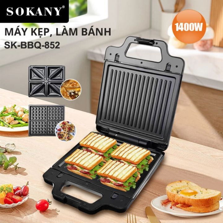 Máy kẹp nướng bánh mì SOKANY công suất cực lớn 1400W rán trứng, nướng bánh sandwich , đa năng ...