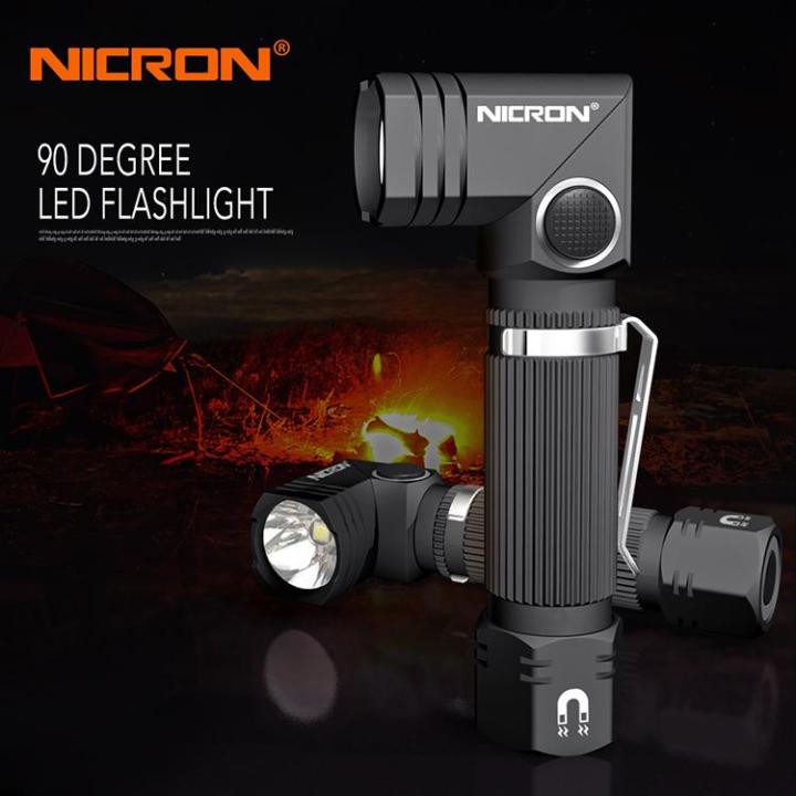 NICRON Flashlight B74e/B74uv/B74T Handfree Dual Fuel 90 Degree Twist ...