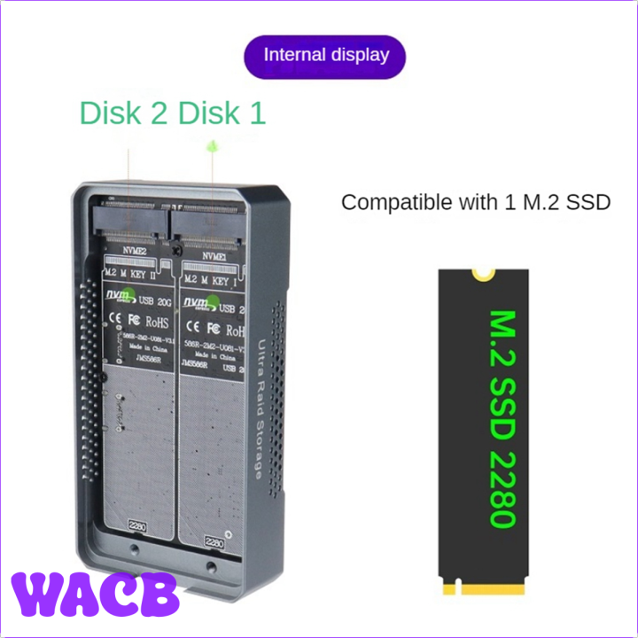 [WACB] Itgz M.2 Nvme Ssd Raid Dual Bay Hdd Solid State Case Harde Schijf Array Mobiele Harde ...