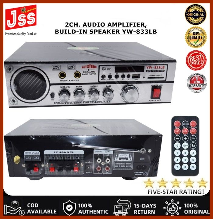 JSS AUDIO AMPLIFIER, BUILD-IN SPEAKER 2 CHANNEL YW-833LB (ORIGINA) | Lazada PH
