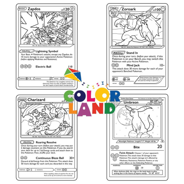 Thẻ bài Pokemon TCG - Set 10 Tờ Tranh Tô Màu A4 A5 cho bé Dùng Màu Sáp ...
