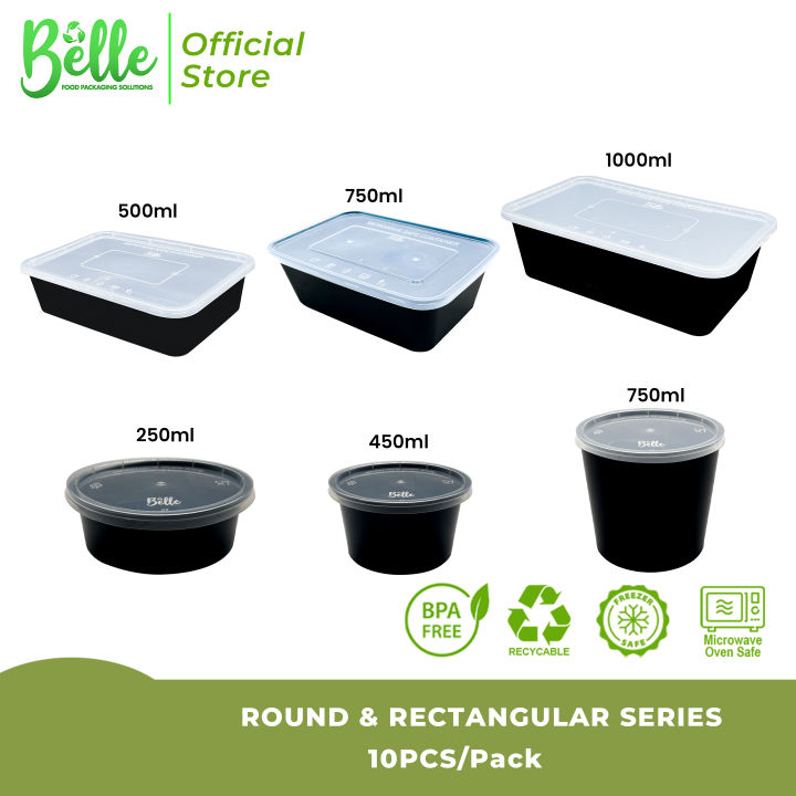 Belle Round and Rectangular Microwavable Container, RE500, RE750 ...