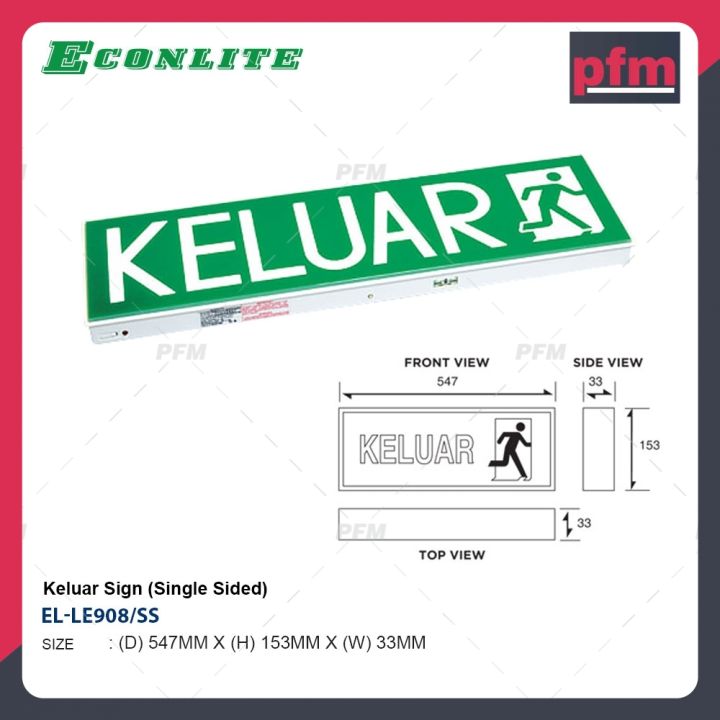 ECONLITE LE-908SL EMERGENCY KELUAR SIGN | Lazada