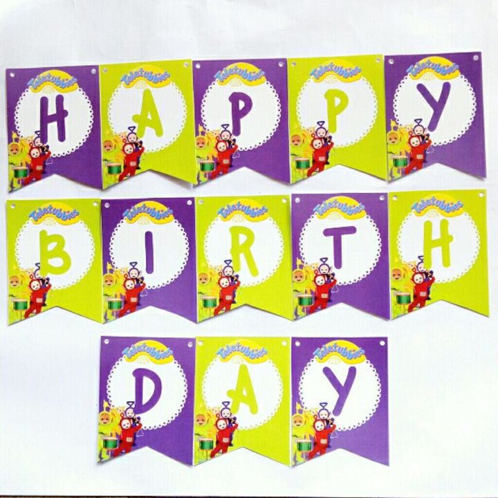 banner baner garland bunting flag tulisan happy birthday ulang tahun ...
