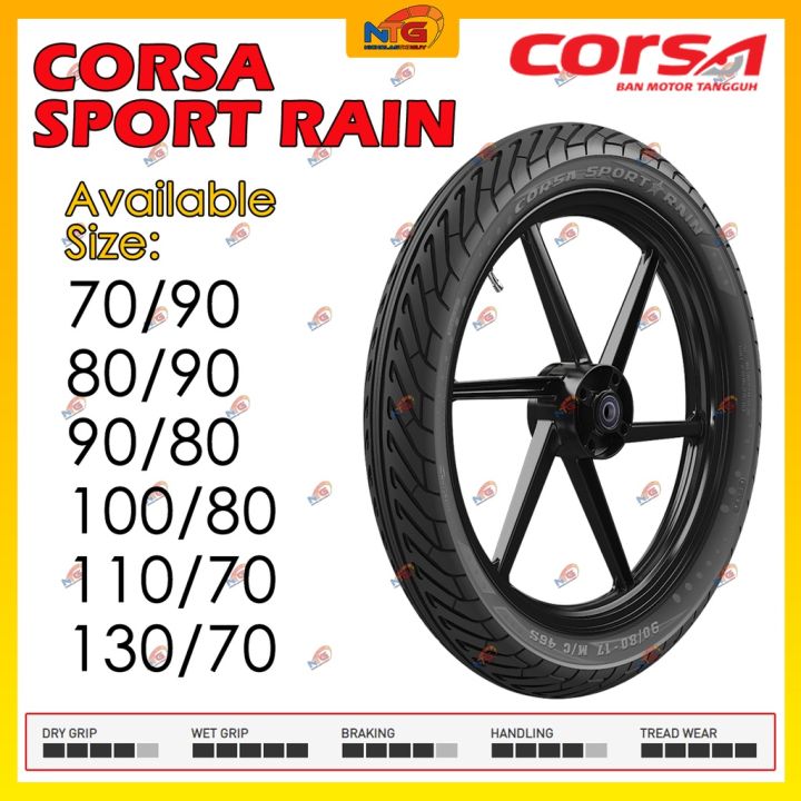 CORSA Sport Rain Tyre (TAHUN 2022) 70/80/90/100/110/130 - 17 inch | Lazada