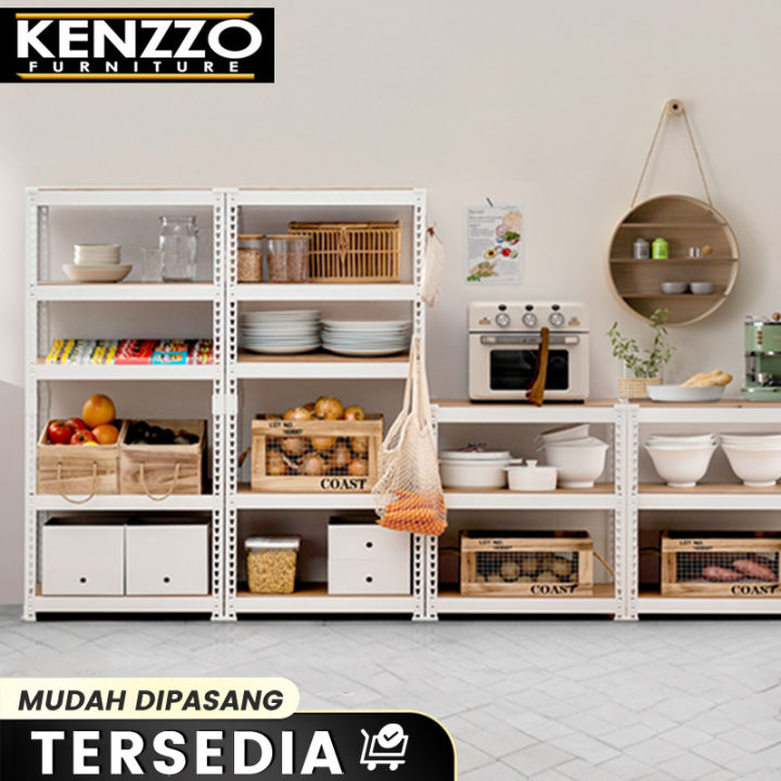 KENZZO Rak Dapur Plastik Rak Toilet Rak Susun Serbaguna 4 Tingkat ...
