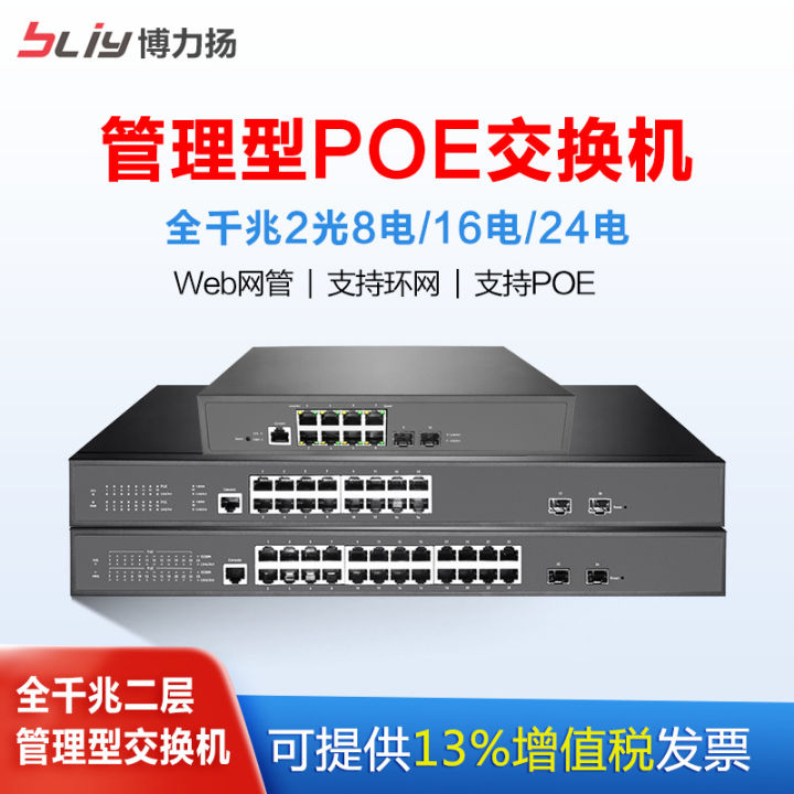 Full Gigabit Optical 24 16 Port 8 Electric PoE Intelligent Layer 2 ...