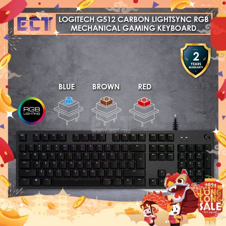 Logitech G512 Carbon LIGHTSYNC RGB Mechanical Gaming Keyboard - GX Blue ...