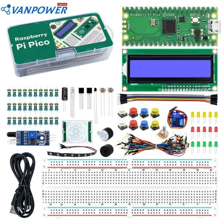 For Raspberry Pi Pico RP2040 Development Board Basic Starter Kit LCD1602 Display Module Complete ...