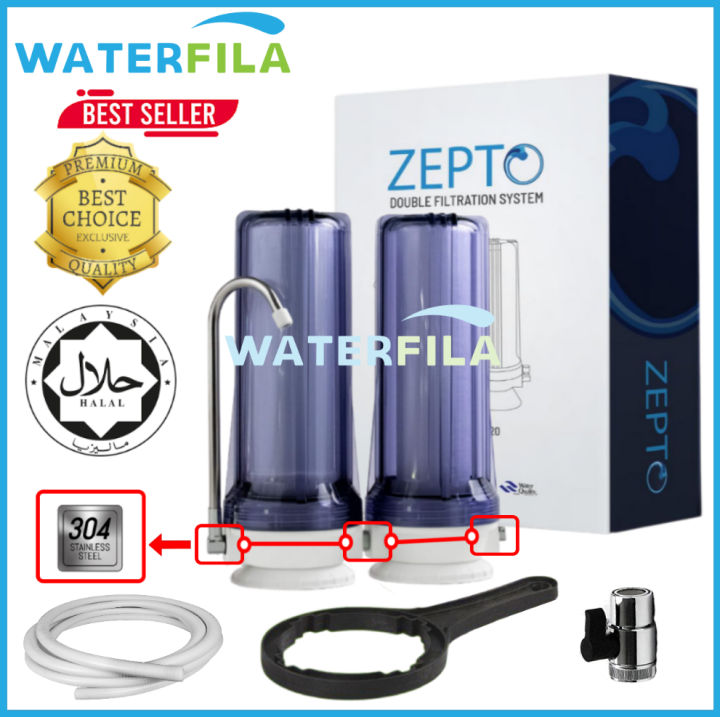 WATERFILA Counter Top Double Water Filter Table Top Two Stage Water ...