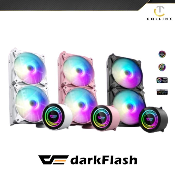 DarkFlash DX240 V2 ARGB AIO CPU Cooler | Black White Pink | 240mm Dual ...