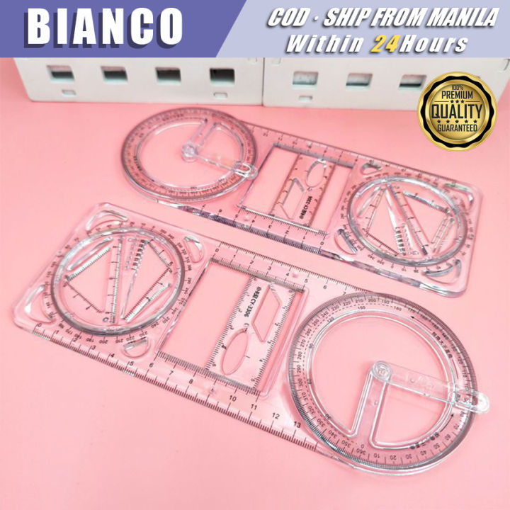 Transparent Multifunctional Geometric Ruler For Students Teachers ...