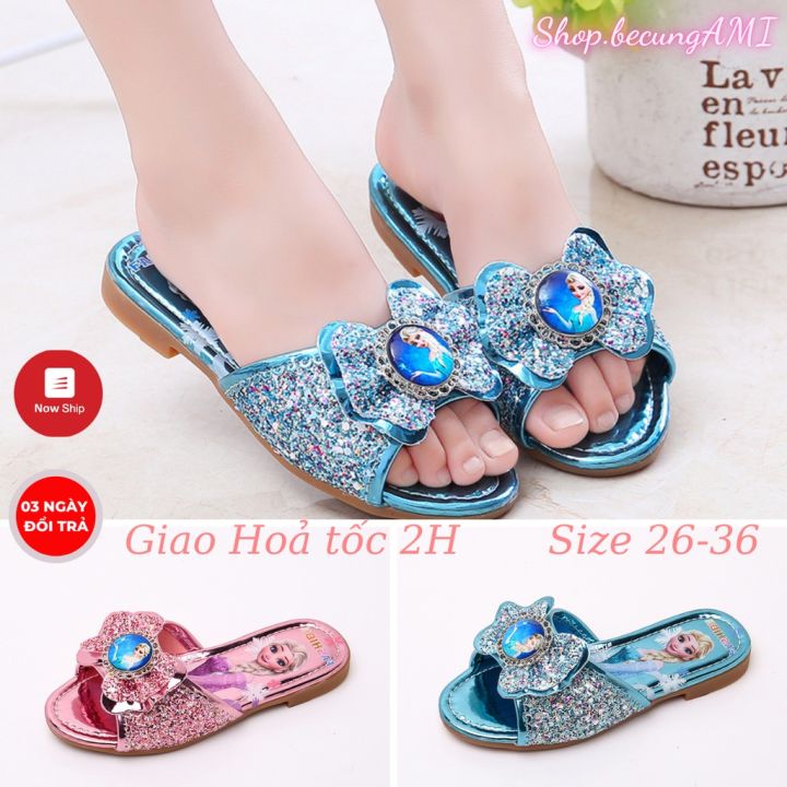Dép bé gái in họa tiết công chúa Elsa thời trang size 26-36 mẫu hot màu ...