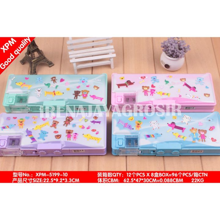 KOTAK PENSIL KUNCI KODE PIN PASSWORD MURAH / FREE STIKER TEMPAT PENSIL ...