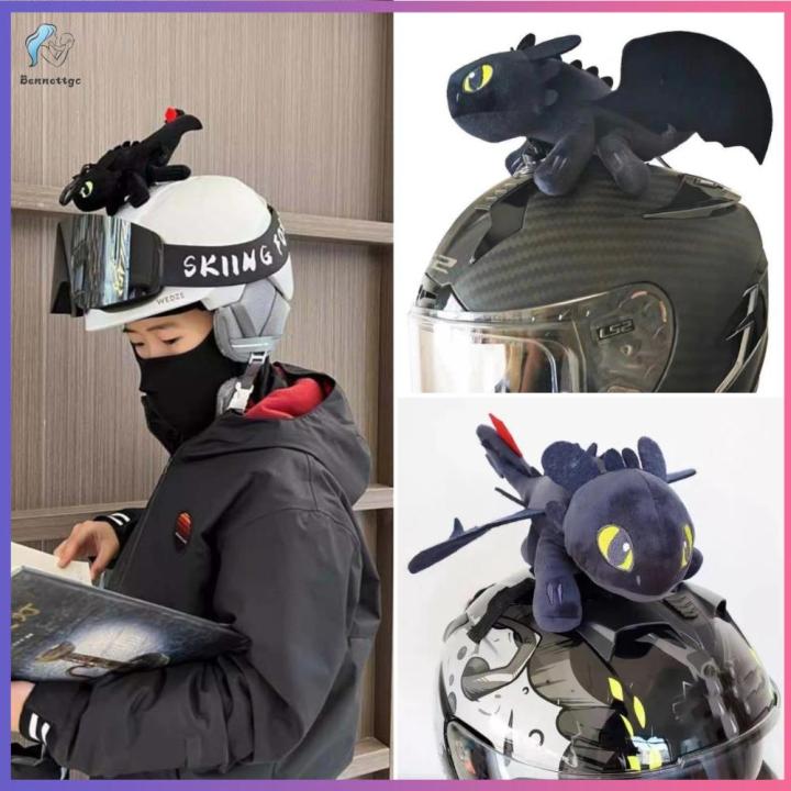 BENNETTGC Black/White Motorcycle Helmet Toy Plush Toothless Cycling ...
