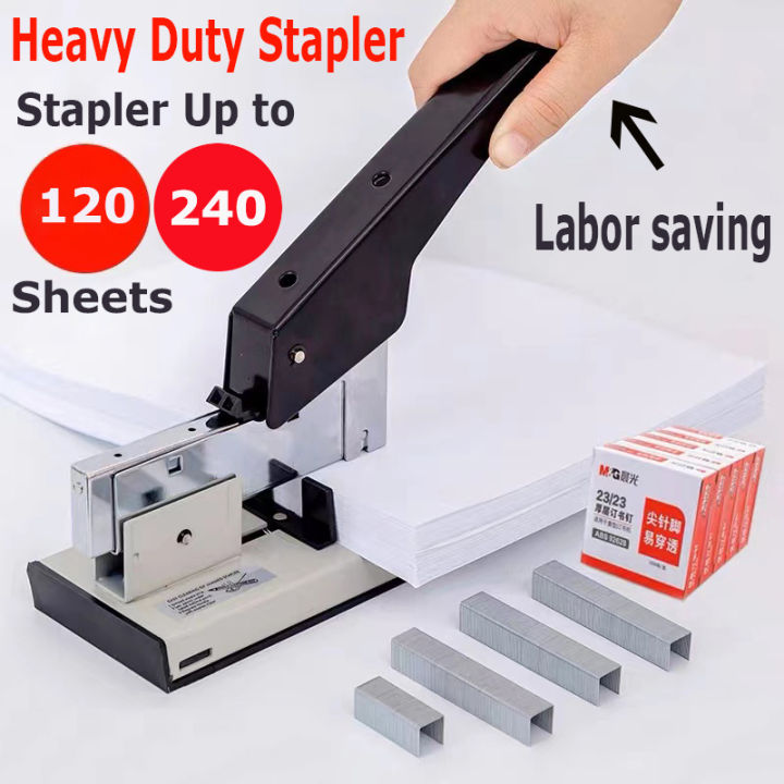 Huapuda Heavy Duty Stapler Up to 120 Sheets Capacity Long Arm Stapler ...