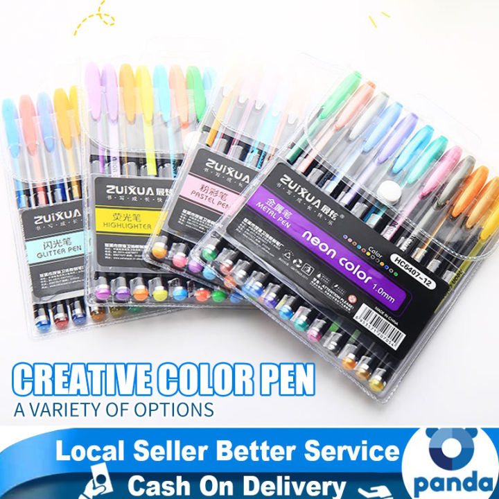 12 Color Highlighters & Markers Flash Pen Metal Pen Fluorescent Pen ...