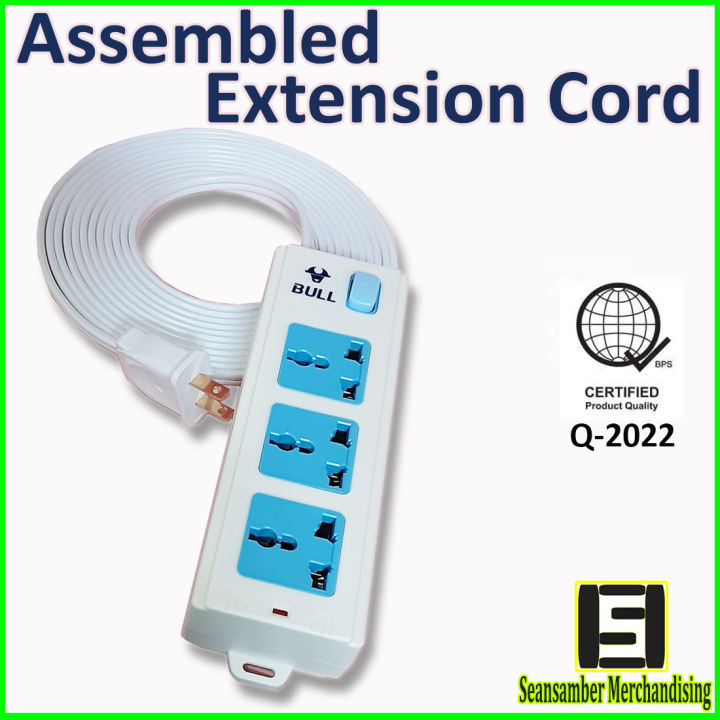 Assembled Extension Cord with 3 Gang Bull Universal Outlet With Switch ...