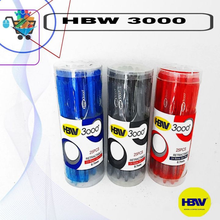 HBW 3000 Retractable Oil Base Gel Pen (25 pcs) | Lazada PH