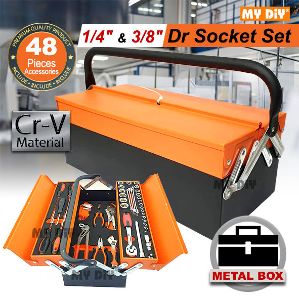 MYDIYHOMEDEPOT - 48pcs Tool Set Cantilever Metal Tool Box Set 3 Tier ...