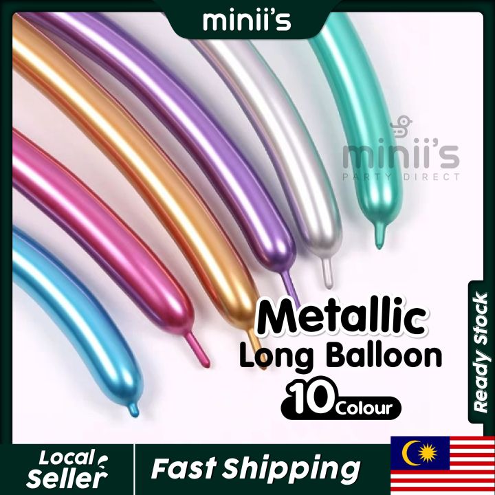 Miniis 10pcs Metallic 1.8g Latex Chrome Long Twisting Balloons Magic ...